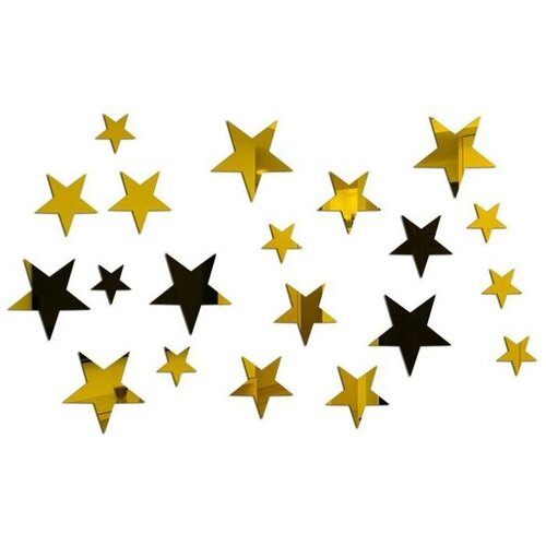 Декор настенный КНР "Звезды", 20 элементов, от 3 х 5 до 6,5 см, золото (5451324)