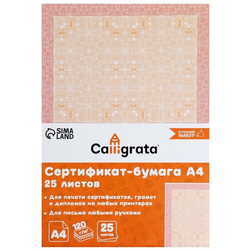 Бумага Calligrata А4 Оранжевый интенсив 120 г/м², 25 л, оранжевый