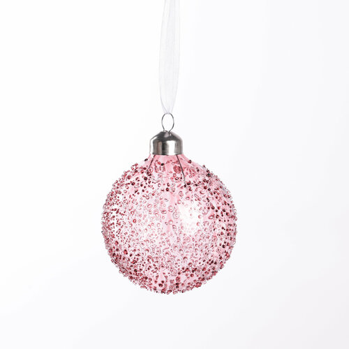 Новогодняя декорация Шар на елку стеклянный 8 см 1 шт розовый