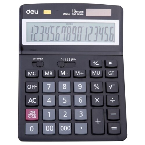 Калькулятор настольный полноразмерный Deli E39259 16-разрядный черный, 1407152