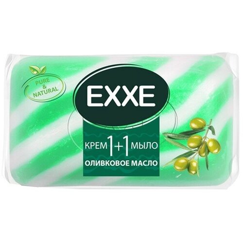 Крем-мыло Exxe, 1+1 "Оливковое масло", зеленое полосатое, 80 г