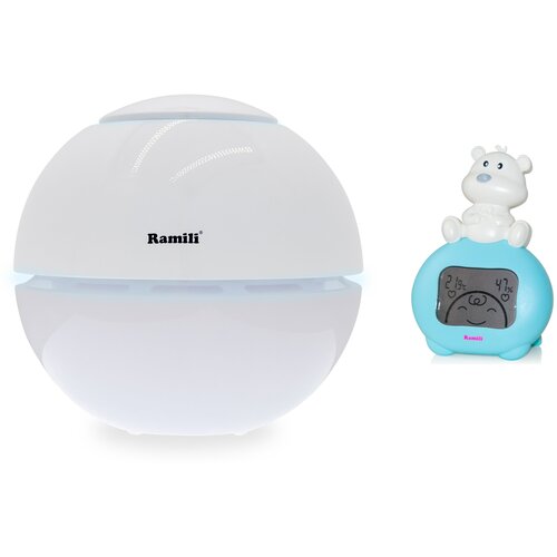 Увлажнитель воздуха Ramili AH800 + гигрометр-термометр ET 3050, белый/фиолетовый
