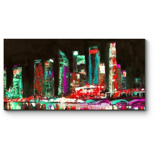 Модульная картина Ночной Сингапур маслом 100x50