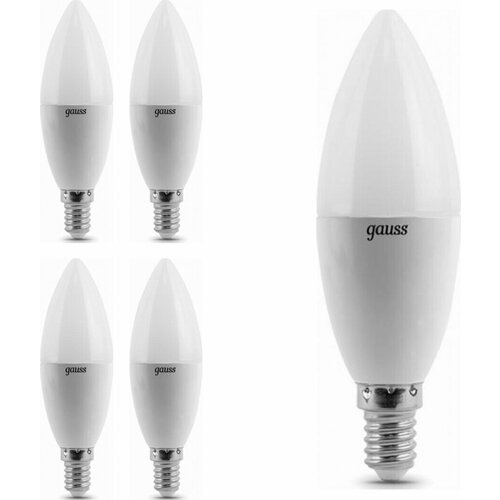 Светодиодная лампа Gauss Black 6.5W эквивалент 60W 4100K 550Лм E14 свеча (комплект из 4 шт.)
