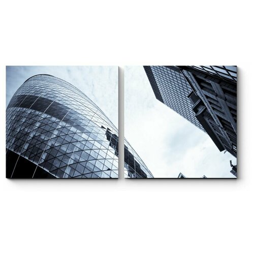 Модульная картина Серое небо Лондона в зеркале небоскреба 70x35