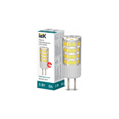 Лампа светодиодная CORN 5Вт капсула 4000К G4 230В керамика LLE-CORN-5-230-40-G4 IEK (10шт.)