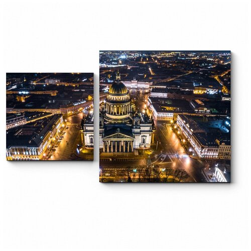 Модульная картина Пролетая над ночным Санкт-Петербургом 50x30
