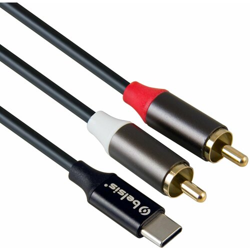 Кабель USB Type C 2RCA 24 бит /48 кГц. Аудио Стерео длина 1м, Belsis, совместим с саундбоксом, AV ресивером, Микшером, Car Audio и др/BW1626