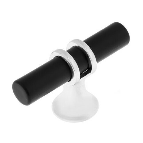 Ручка-кнопка CAPPIO, d=12 мм, пластик, цвет хром/черный