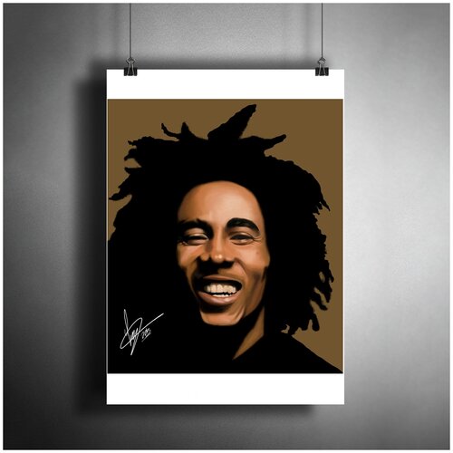 Постер плакат для интерьера "Музыка: Ямайский музыкант Боб Марли. Bob Marley"/ Декор дома, офиса, комнаты A3 (297 x 420 мм)