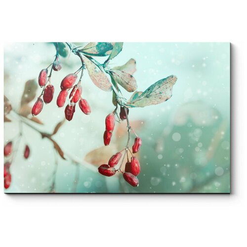 Модульная картина Красные ягоды, припорошенные снежком 40x27