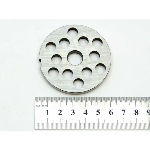 Решетка №3 мясорубки МИМ-80 (без бурта, нерж. сталь, 58.5x6 мм, 12 мм, отв. 9 мм)