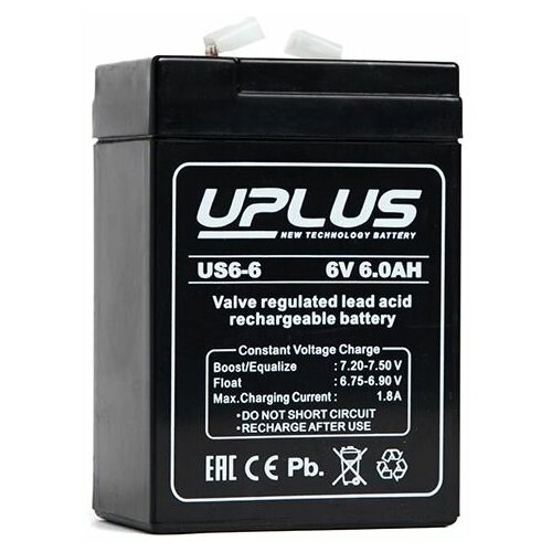 Аккумулятор (АКБ) UPLUS AGM Leoch US6-6 6V 6Ah для ИБП, стационарных установок 70/47/106 6 Ач (Юплас) АГМ