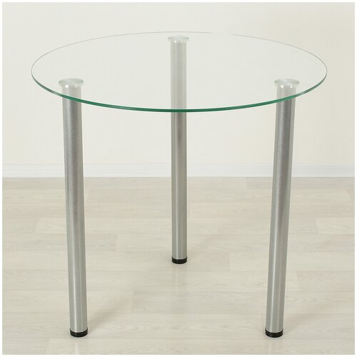 Стеклянный обеденный стол Эдель 18-3 прозрачный/металлик D80