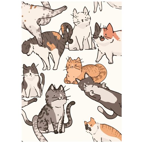 Постер / Плакат / Картина Кошки - Многообразие котиков 60х90 см в раме