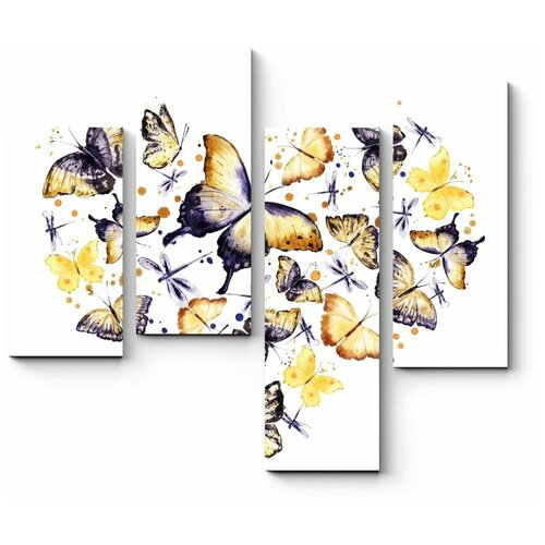 Модульная картина Винтажные бабочки 114x107