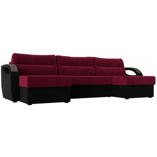 П-образный диван Форсайт, Микровельвет бордовый и черный