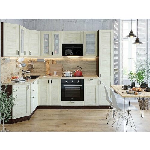 Готовый кухонный гарнитур без столешницы кухня Лофт-04 2140*1700/2600*600 Nordic Oak