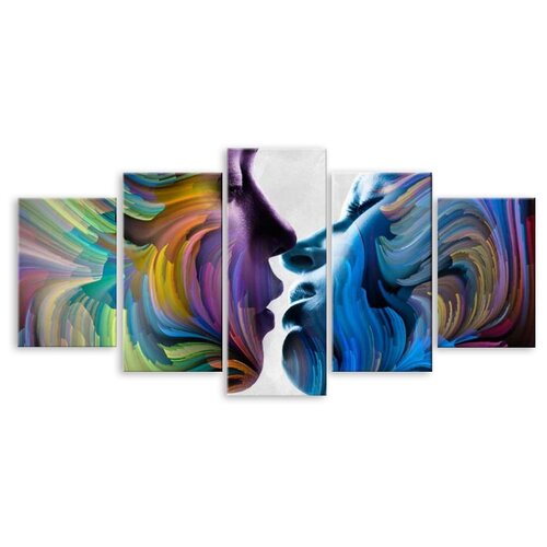 Модульная картина на холсте "Красочный поцелуй" 170x85 см