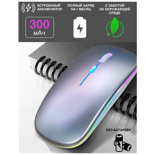 Беспроводная мышь RGB с аккумулятором и поддержкой Bluetooth 5.0, Wi-Fi 2,4GHz / серебристая