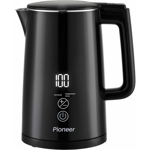 Электрический чайник Pioneer с LED дисплеем, 1,5 л, выбор температуры нагрева 40/50/60/70/80/90/100 градусов, поддержание тепла, 2000 Вт