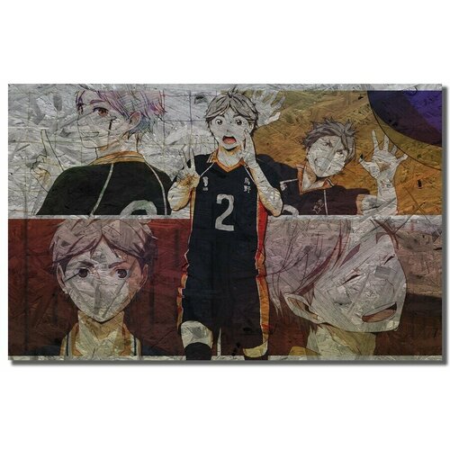 Картина интерьерная на рельефной доске, рисунок аниме Волейбол 5769 Г