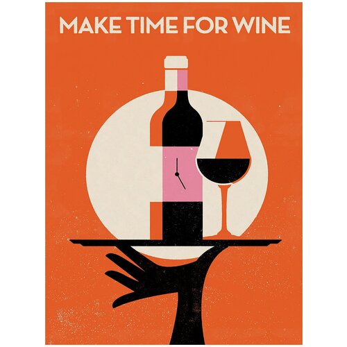 Постер / Плакат / Картина Время для вина 60х90 см в раме