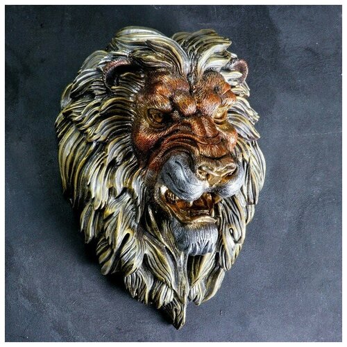 Подвесной декор "Голова льва" бронза, 23х35х52см