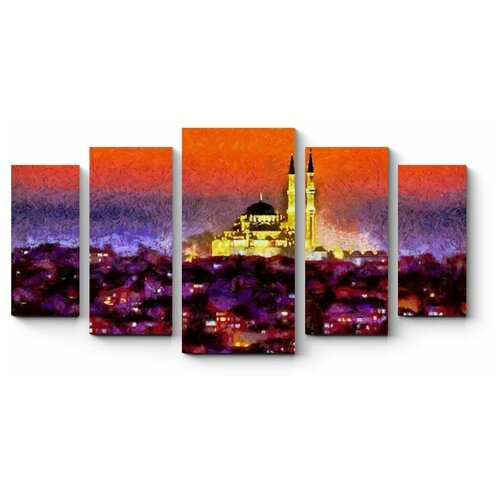 Модульная картина Сияющий Стамбул ночью 190x105