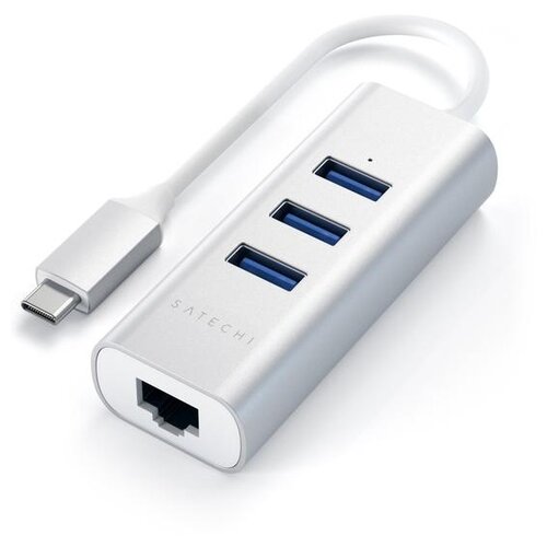 USB-концентратор  Satechi Type-C 2-in-1 Aluminum Hub and Ethernet Port (ST-TC2N1USB31A), разъемов: 3, Silver