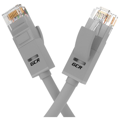 Кабель LAN 9м для подключения интернета GCR cat5e RJ45 UTP патч-корд patch cord шнур провод для роутер smart TV ПК серый литой