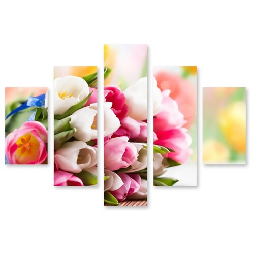 Модульная картина на холсте "Букет тюльпанов" 120x92 см