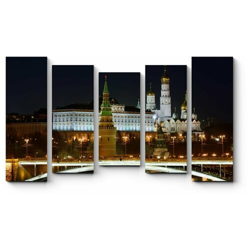 Модульная картина Ночный Кремль в отражении Москвы-реки 160x96