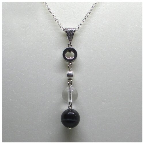 Колье AV Jewelry, горный хрусталь, гематит, оникс, длина 40 см, бесцветный, черный