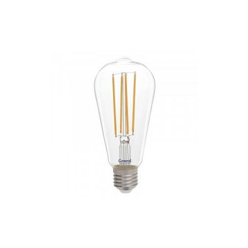 Светодиодная LED лампа General LOFT ST64S E27 10W 4500K 4K 64x140 филамент (нитевидная) празрачная 655305 (упаковка 12 штук)