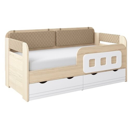 Кровать-тахта Аквилон стиль 800.4 (160х80) кофе, с основанием, комплектом подушек, бортиком и ящиками