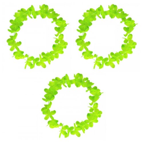 Ожерелье гавайское "Гавайские лепестки", цвет зеленый салатовый (Набор 3 шт.)