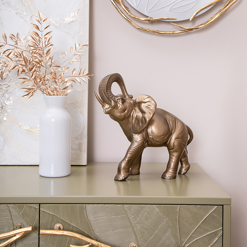 Статуэтка из мрамора Bogacho Слон большой бронзового цвета ручная работа