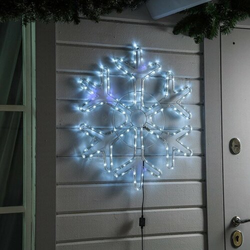 Luazon Lighting Светодиодная фигура «Снежинка», 69 см, дюралайт, 144 LED, 220 В, мерцание, свечение белый/синий