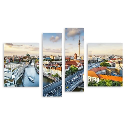 Модульная картина на холсте "Берлин с высоты" 90x57 см