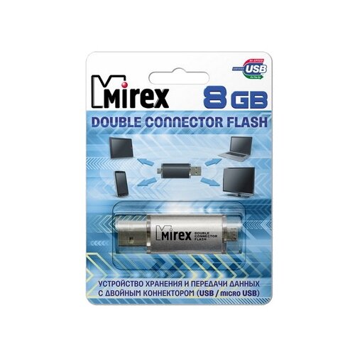 Флешка Mirex SMART 8 ГБ, 1 шт., серебристый