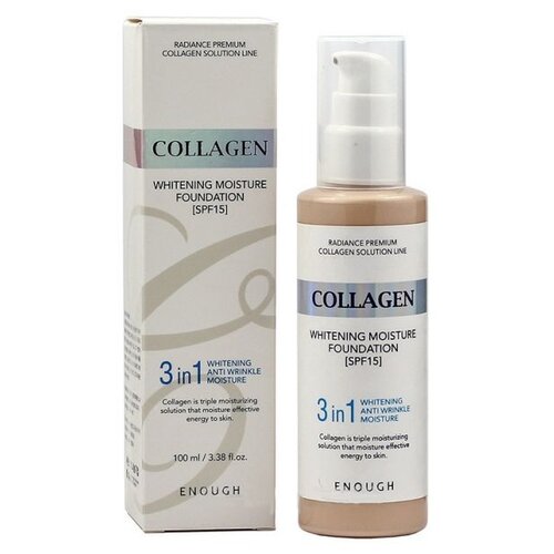 Тональный крем с коллагеном 3 в 1 для сияния кожи Enough Collagen Whitening Moisture Foundation SPF 15 №21 100 ml