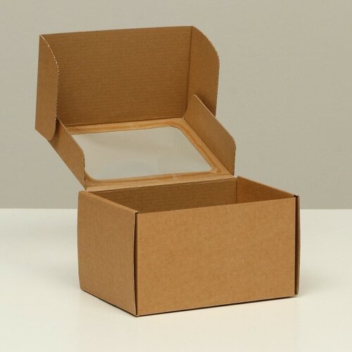 Коробка самосборная с окном, бурая, 17 x 12 x 10 см, 5 шт.