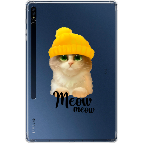 Противоударный силиконовый чехол для планшета Samsung Galaxy Tab S7 Plus/S8 Plus 12.4 Котька в желтой шапке