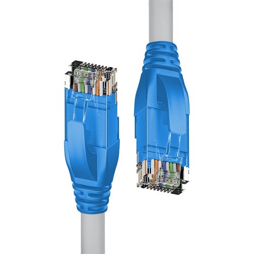 Качественный патч-корд 1 метр 4ПХ для роутера модема телевизора приставки витая пара RJ45 кат. 5е 1гбит/с серо-синий сетевой кабель