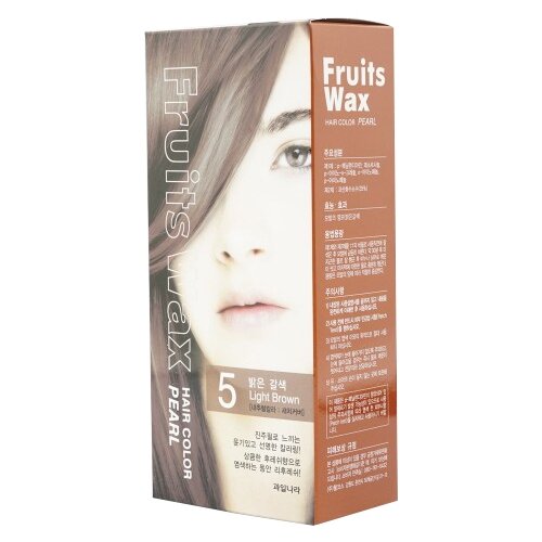 Welcos стойкая крем-краска для волос Fruits Wax Pearl Hair Color, 5 light brown, 120 мл