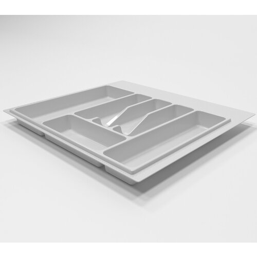 Лоток для столовых приборов, органайзер для столовых приборов в ящик 550 мм, светло-серый, 540(490)х495х45 мм