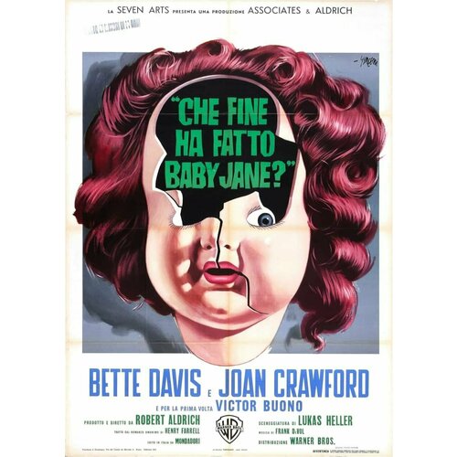 Плакат, постер на холсте Что случилось с Бэби Джейн? (What Ever Happened to Baby Jane, 1962г ). Размер 21 на 30 см