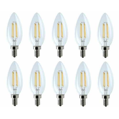 Светодиодная лампочка E14 7,5 Ватт филаментная теплый свет Свеча FL-LED Filament C35 3000К 750лм Foton Lighting, набор 10шт.