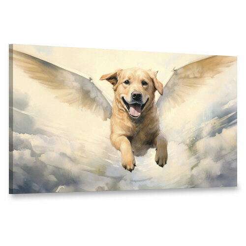 Интерьерная картина 100х60 "Пес, летящий в небе"